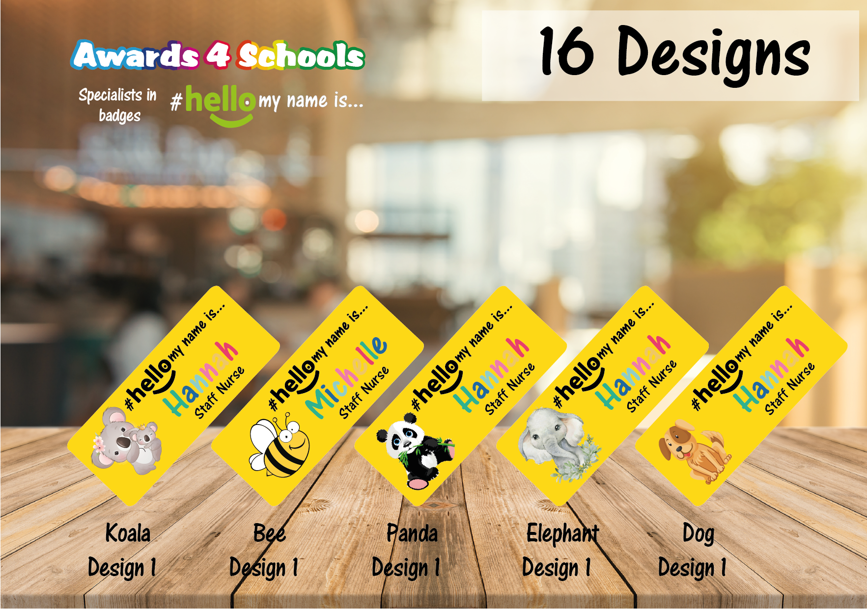 Animal Name Badge - Yellow Collection #hello my name is... – Awards4schools